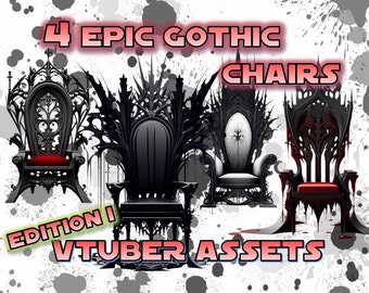 VTUBER Chair, Throne 4 Vampire, Demonic Gothic Chairs, VTUBER Asset ...