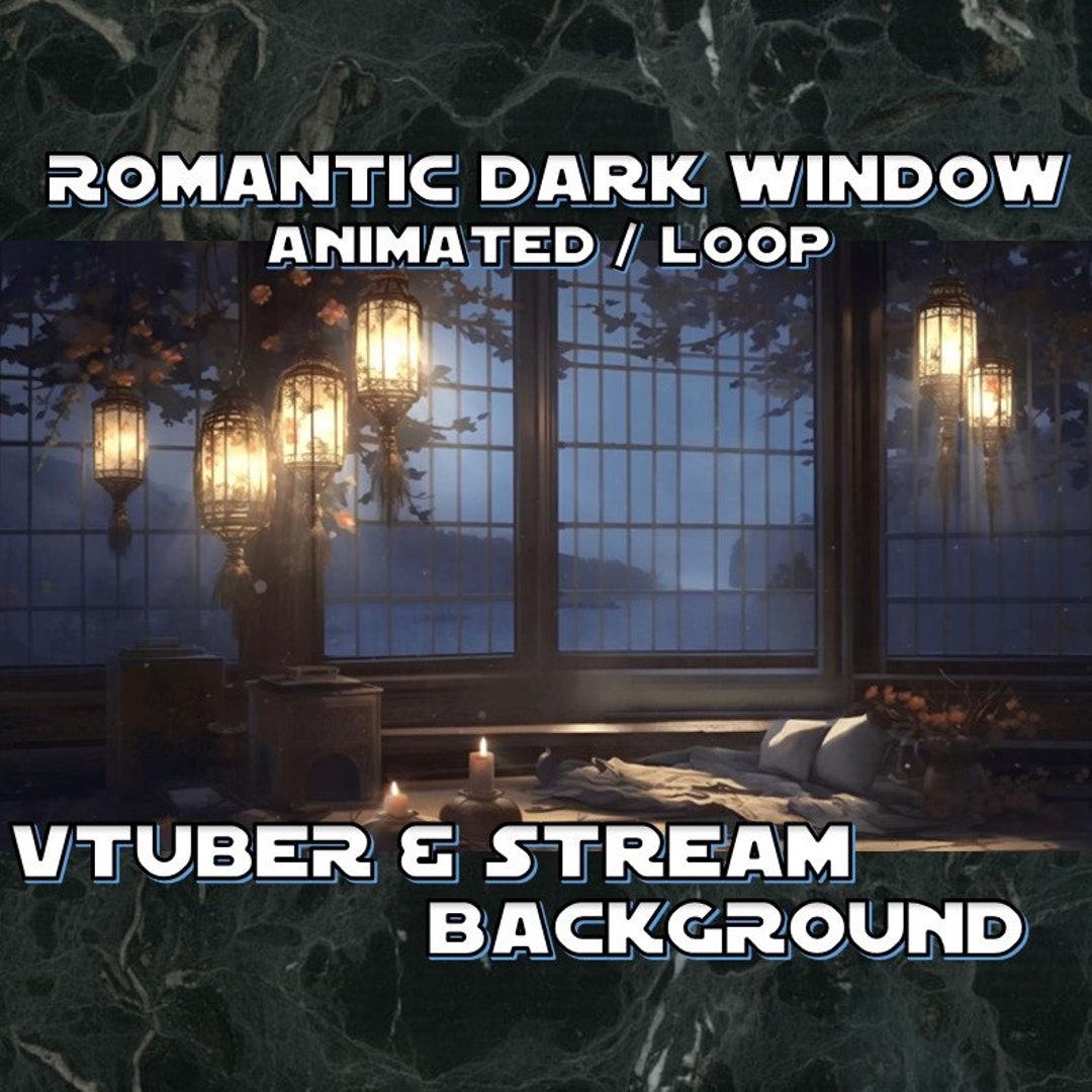 ANIMATED VTUBER BACKGROUND - Romantic Dark Window(loop, 1080p, Stream ...
