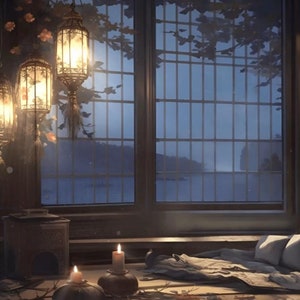 ANIMATED VTUBER BACKGROUND - Romantic Dark Window(loop, 1080p, Stream ...