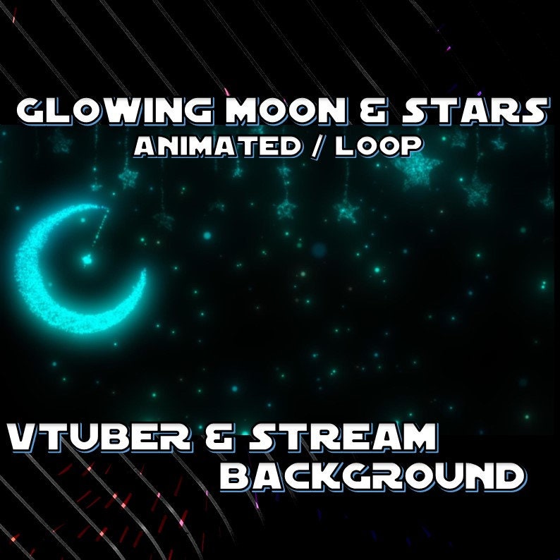 ANIMATED VTUBER BACKGROUND Glowing Moon and Stars loop, 1080p, Stream ...