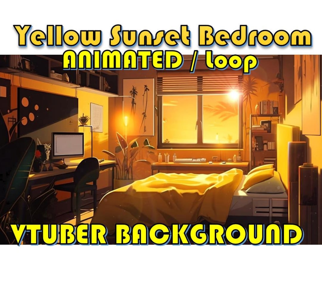 VTUBER ANIMATED BACKGROUND - Yellow Sunset Bedroom (loop, 1080p) - Etsy