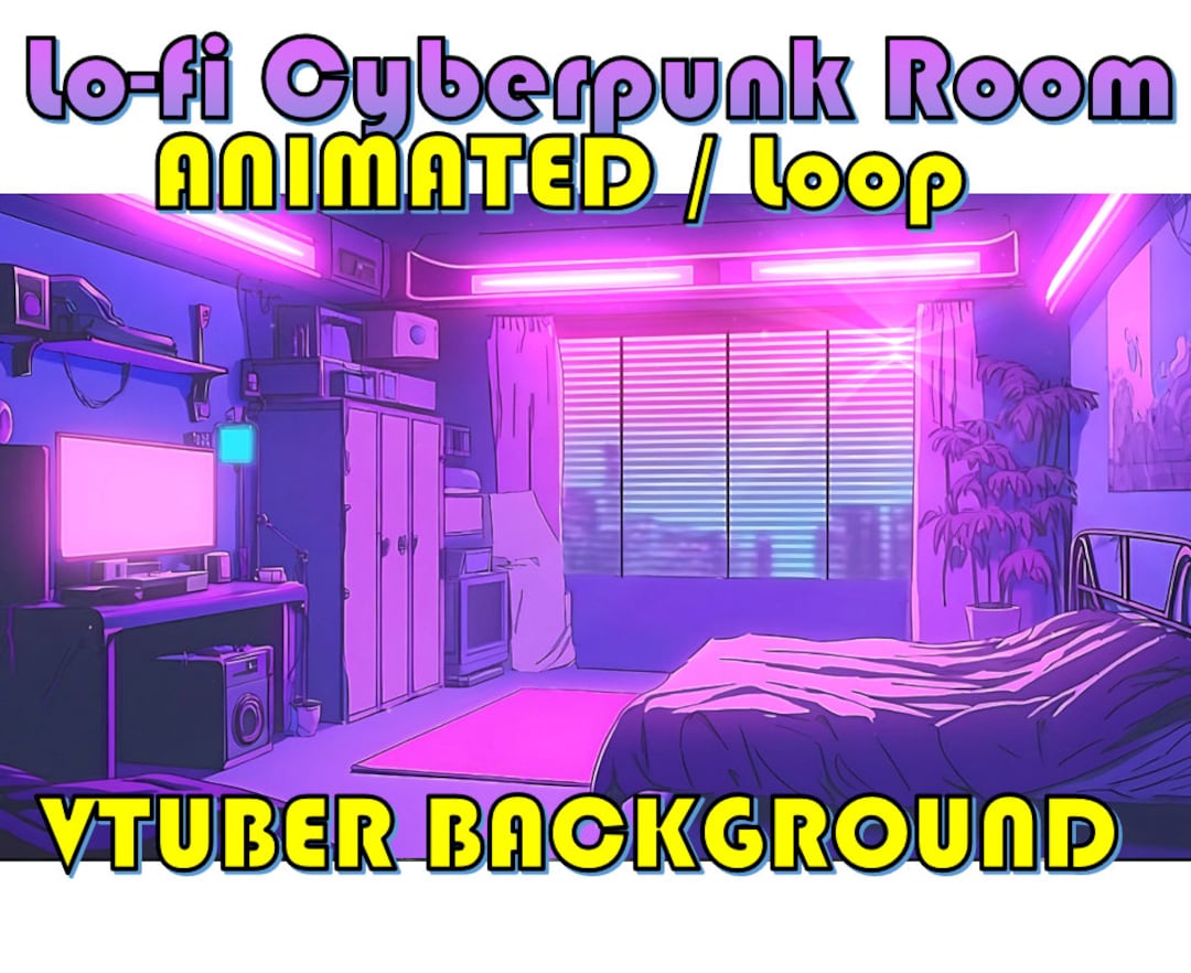 VTUBER ANIMATED BACKGROUND - Lo-fi Cyberpunk Room (loop, 1080p) - Etsy