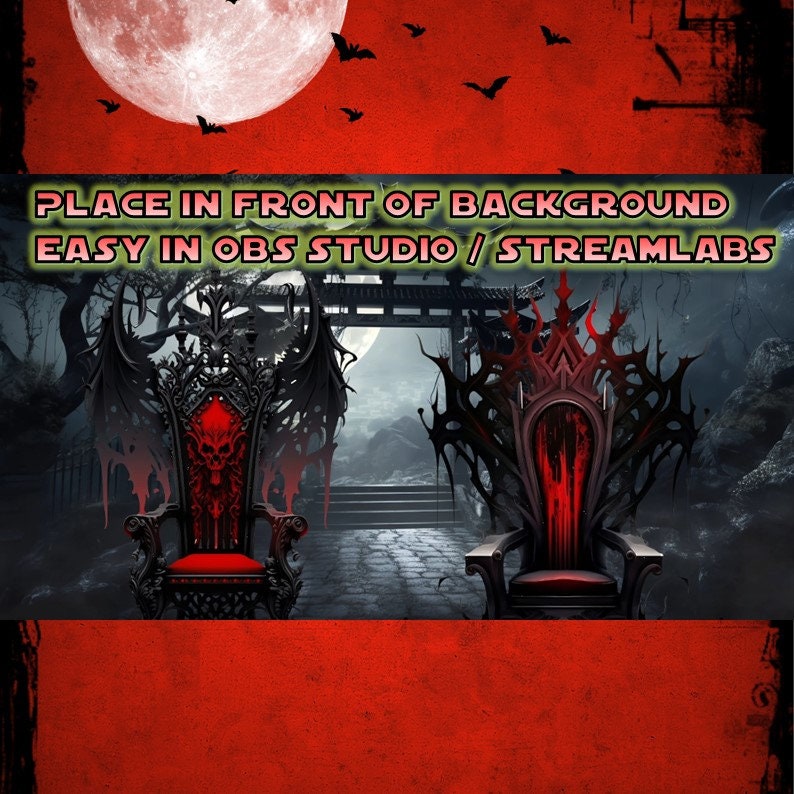 Demonic Gothic Vtuber Chairs: Dark Stream Assets (PNG Files) - Etsy