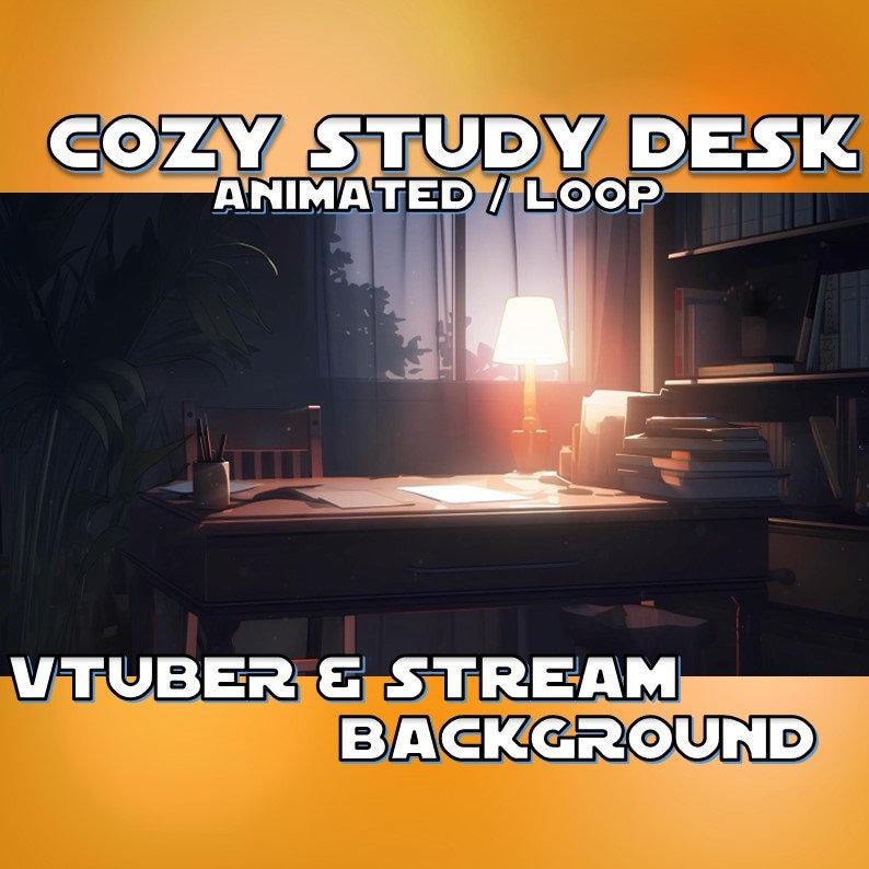 ANIMATED VTUBER BACKGROUND Cozy Study Desk loop, 1080p, Stream Overlay ...