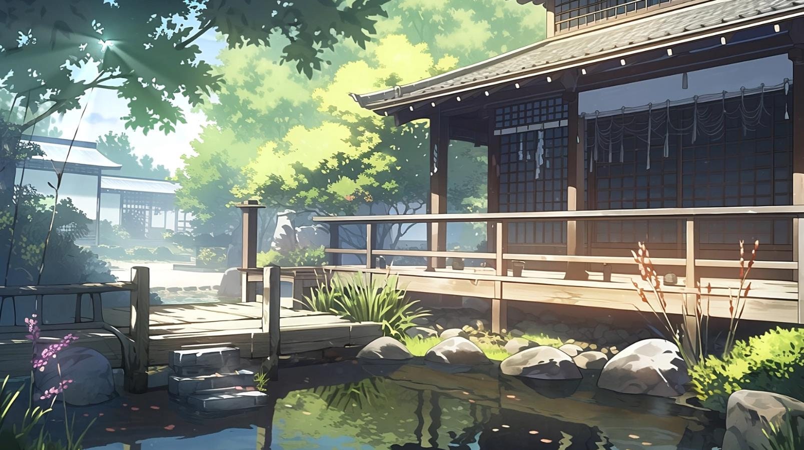 VTUBER ANIMATED BACKGROUND - Japanese Zen Shrine (loop, 1080p, Stream ...