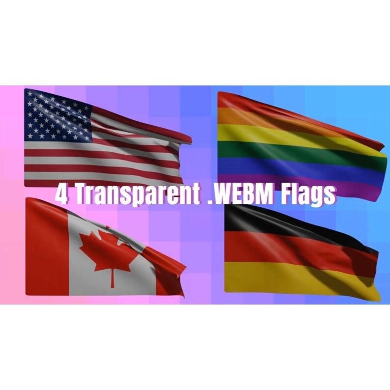 ANIMATED STREAM OVERLAY | Waving Flags (loop, 1080p, Alpha, Rainbow ...