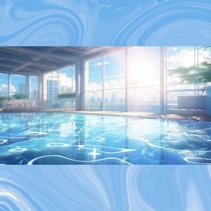 ANIMATED STREAM BACKGROUND | Anime Poolside (loop, 1080p, Stream ...