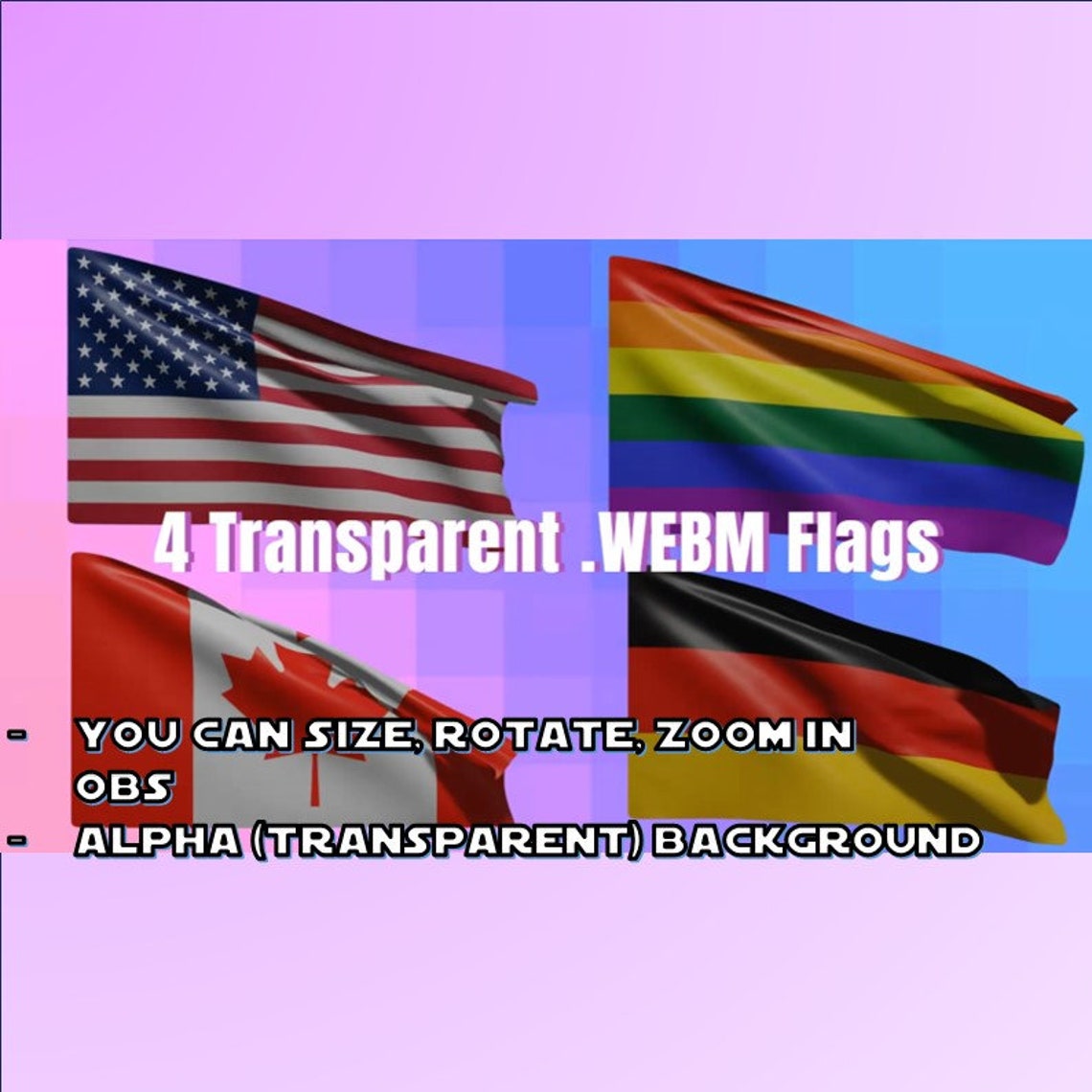 ANIMATED STREAM OVERLAY Waving Flags loop, 1080p, Alpha, Rainbow ...