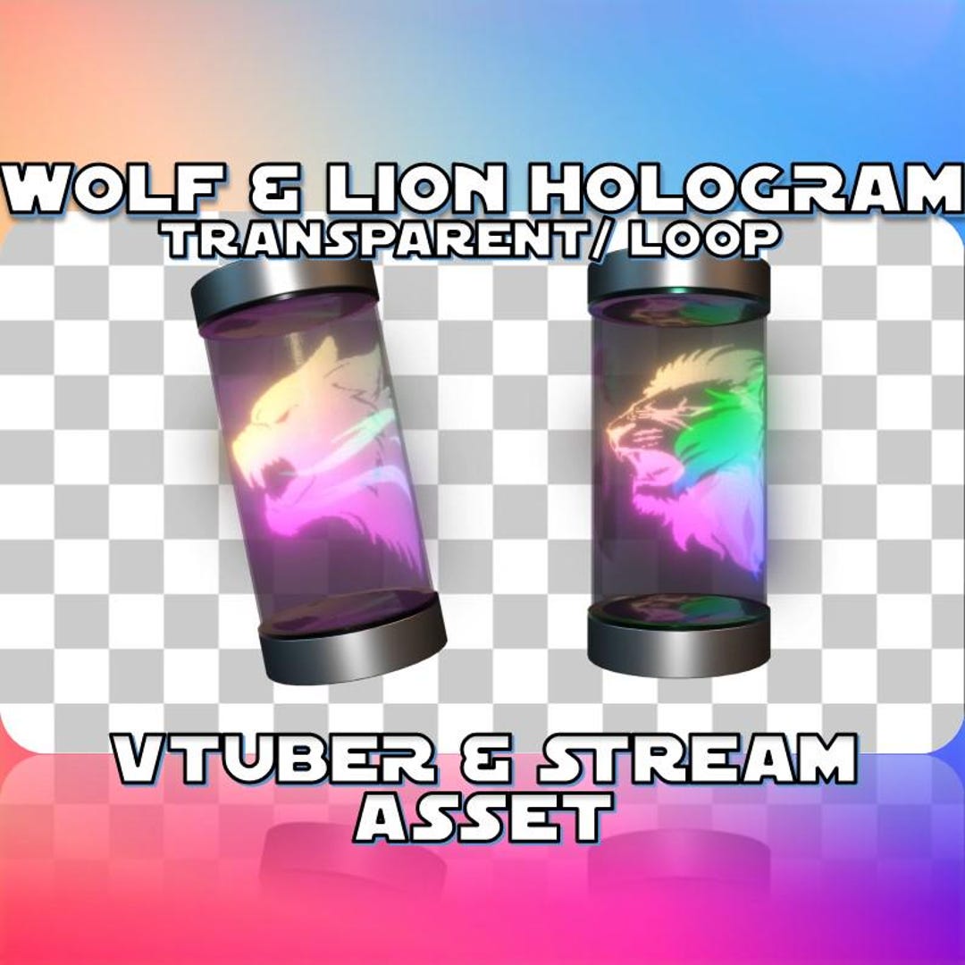 ANIMATED VTUBER STREAMER Asset Overlay | Wolf & Lion Holograms (loop ...
