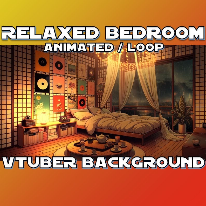 ANIMATED VTUBER BACKGROUND | Relaxed Bedroom (loop, 1080p, Stream ...