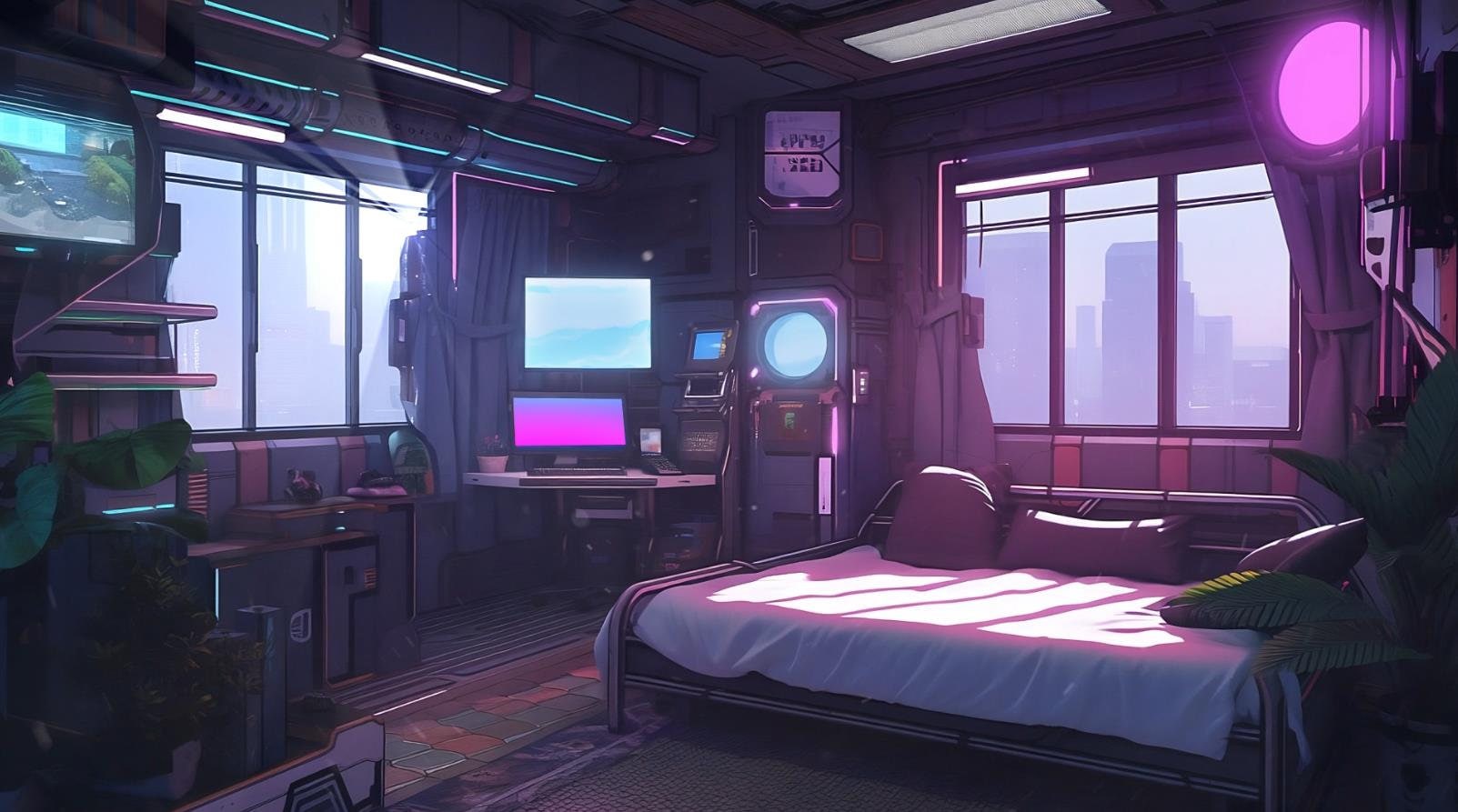 VTUBER ANIMATED BACKGROUND - Cyberpunk Apartment (loop, 1080p, Twitch ...