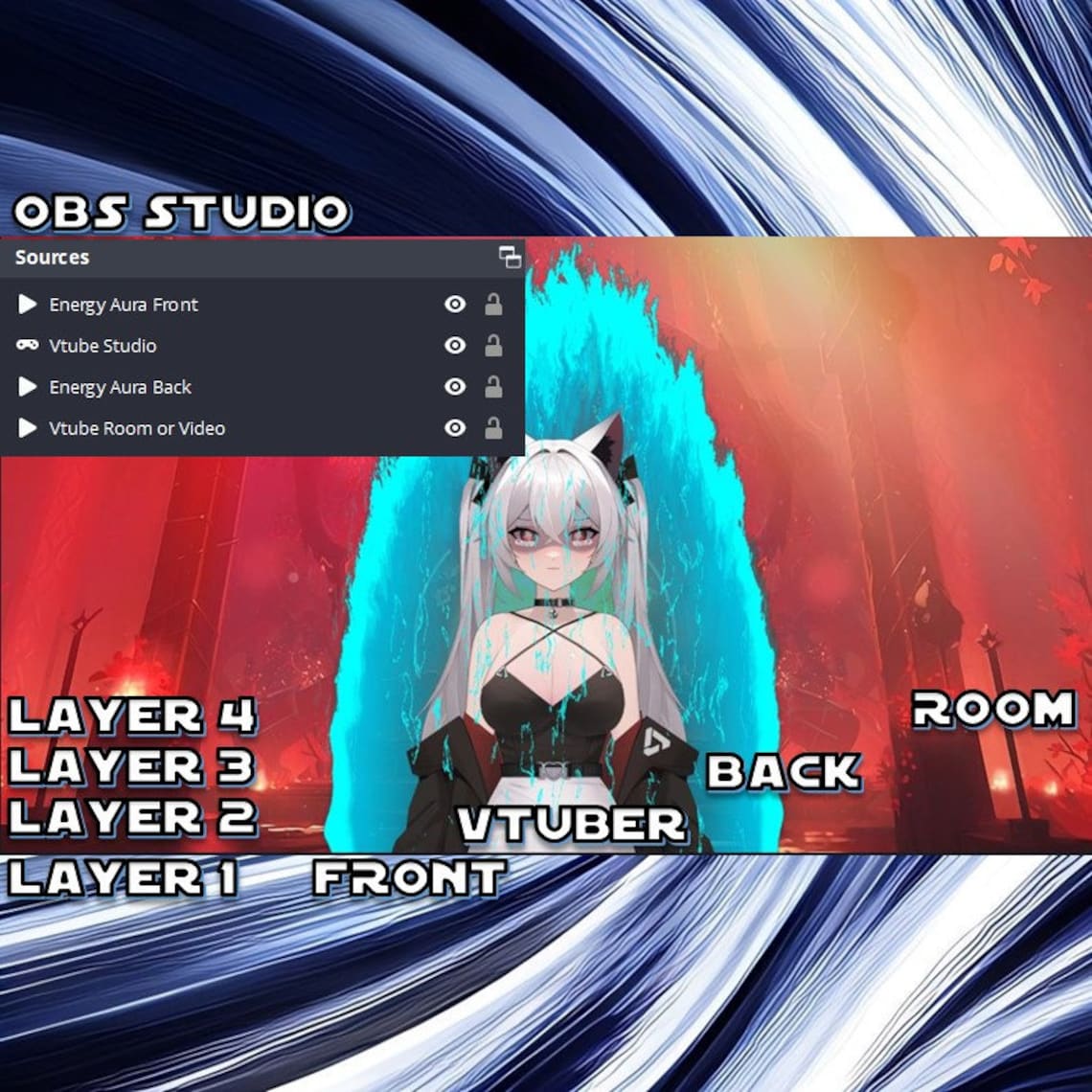 ANIMATED VTUBER DECORATION | Energy Aura Overlay(loop, 1080p, Stream ...