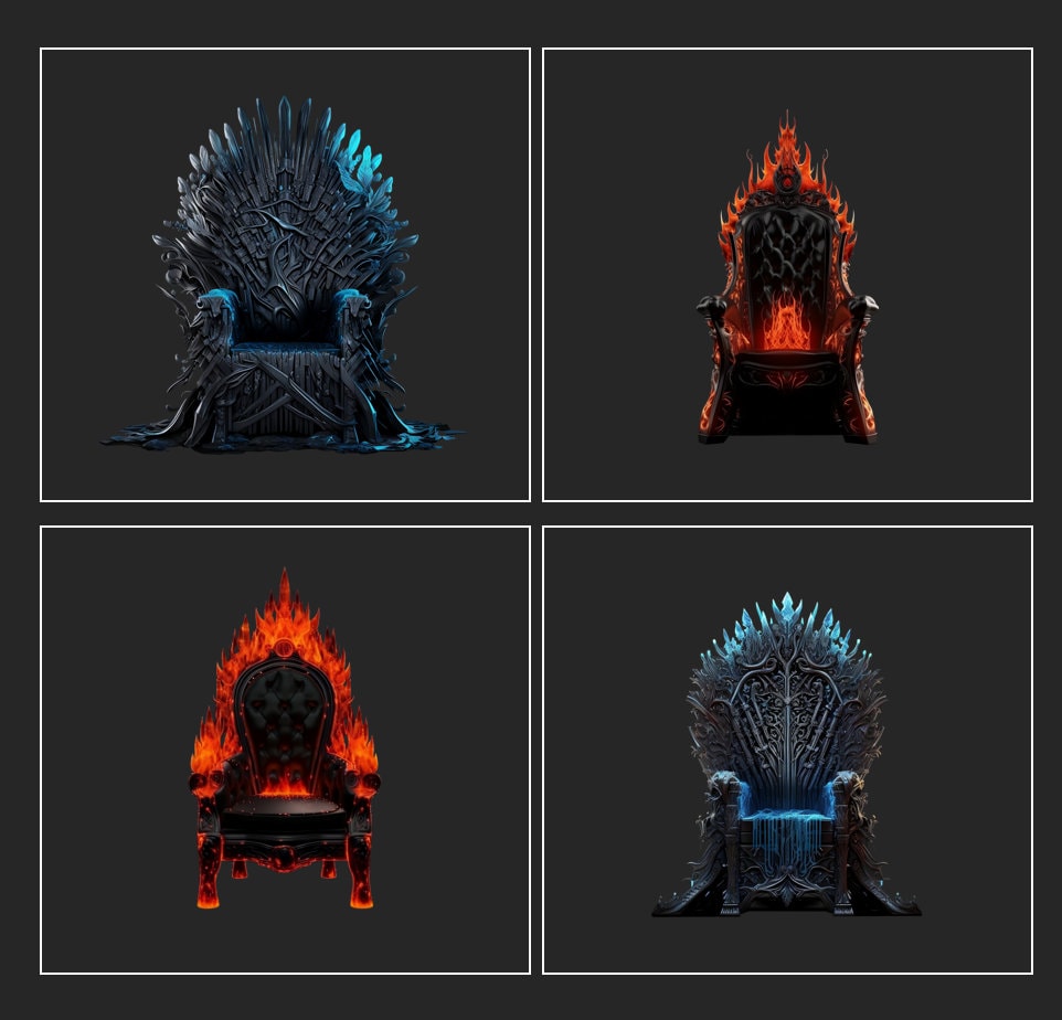VTUBER ASSET - Four Mighty Epic Thrones "ice & Fire" (.PNG / High ...