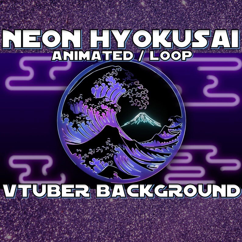 ANIMATED VTUBER BACKGROUND Neon Hyokusai Wave loop, 1080p, Stream ...