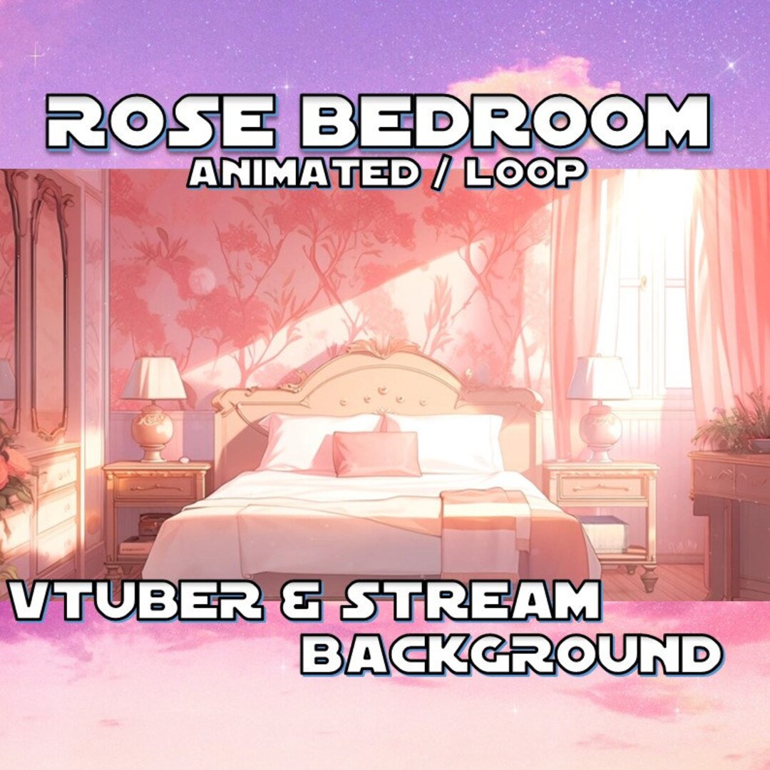 VTUBER ANIMATED BACKGROUND - Rose Bedroom (loop, 1080p, Lofi, Cozy ...