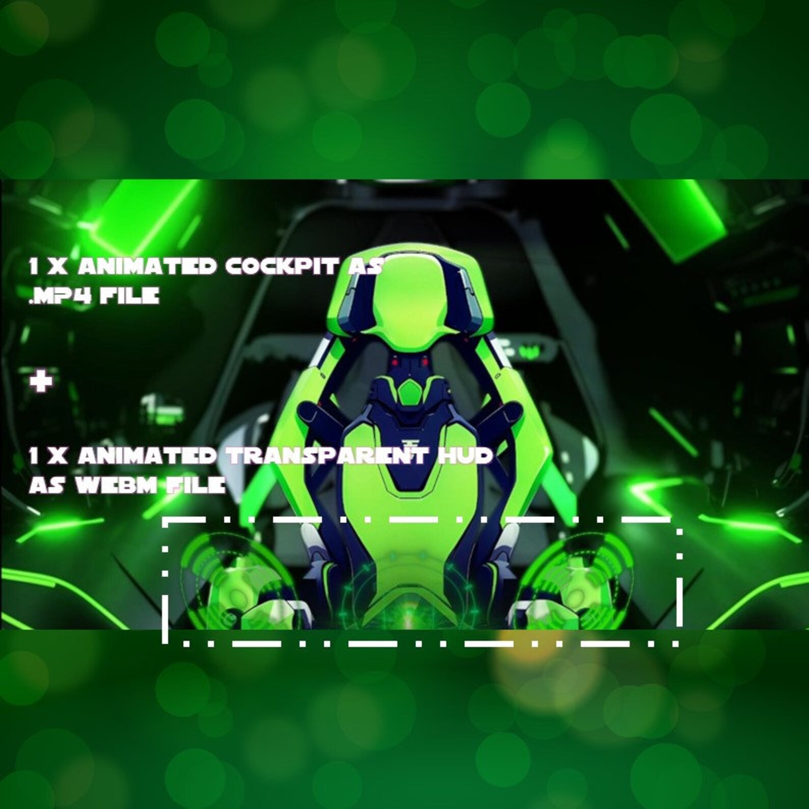 VTUBER ANIMATED BACKGROUND - Green Mecha Cockpit (loop, 1080p, Stream ...