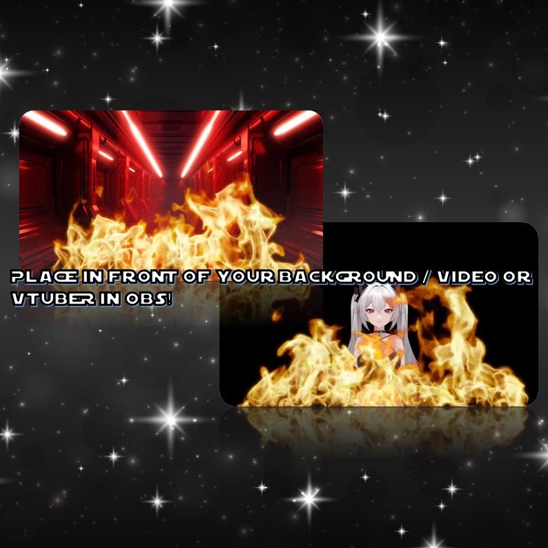 ANIMATED VTUBER DECORATION | Fire Transparent Overlay(loop, 1080p ...