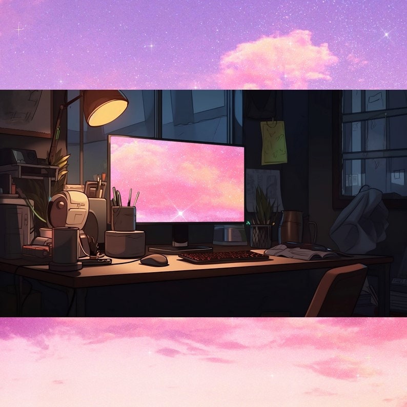 ANIMATED STREAM OVERLAY Lofi Gaming Desk loop, 1080p, Stream Overlay ...