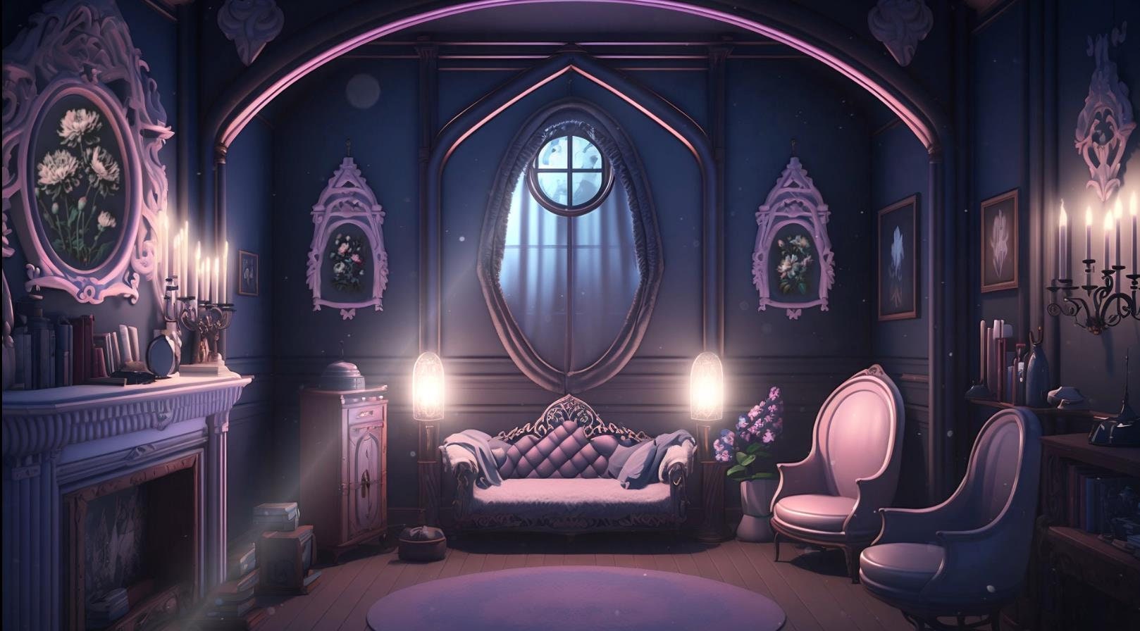 VTUBER ANIMATED BACKGROUND Cute Gothic Room pastel Lofi - Etsy