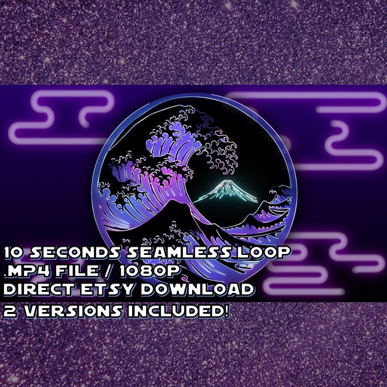 ANIMATED VTUBER BACKGROUND Neon Hyokusai Wave loop, 1080p, Stream ...