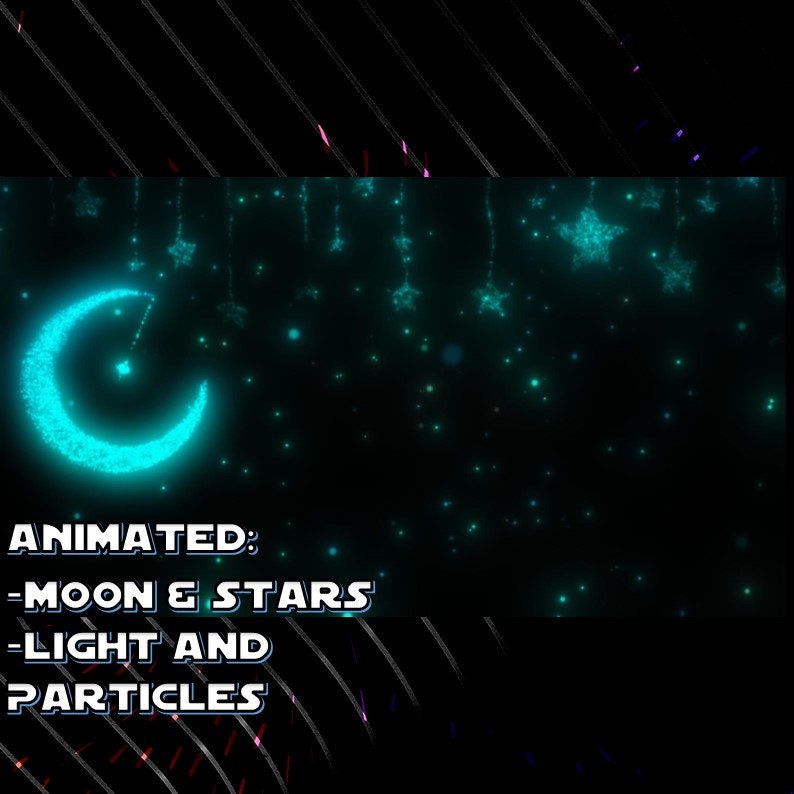ANIMATED VTUBER BACKGROUND Glowing Moon and Stars loop, 1080p, Stream ...