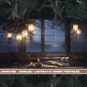 ANIMATED VTUBER BACKGROUND - Romantic Dark Window(loop, 1080p, Stream ...