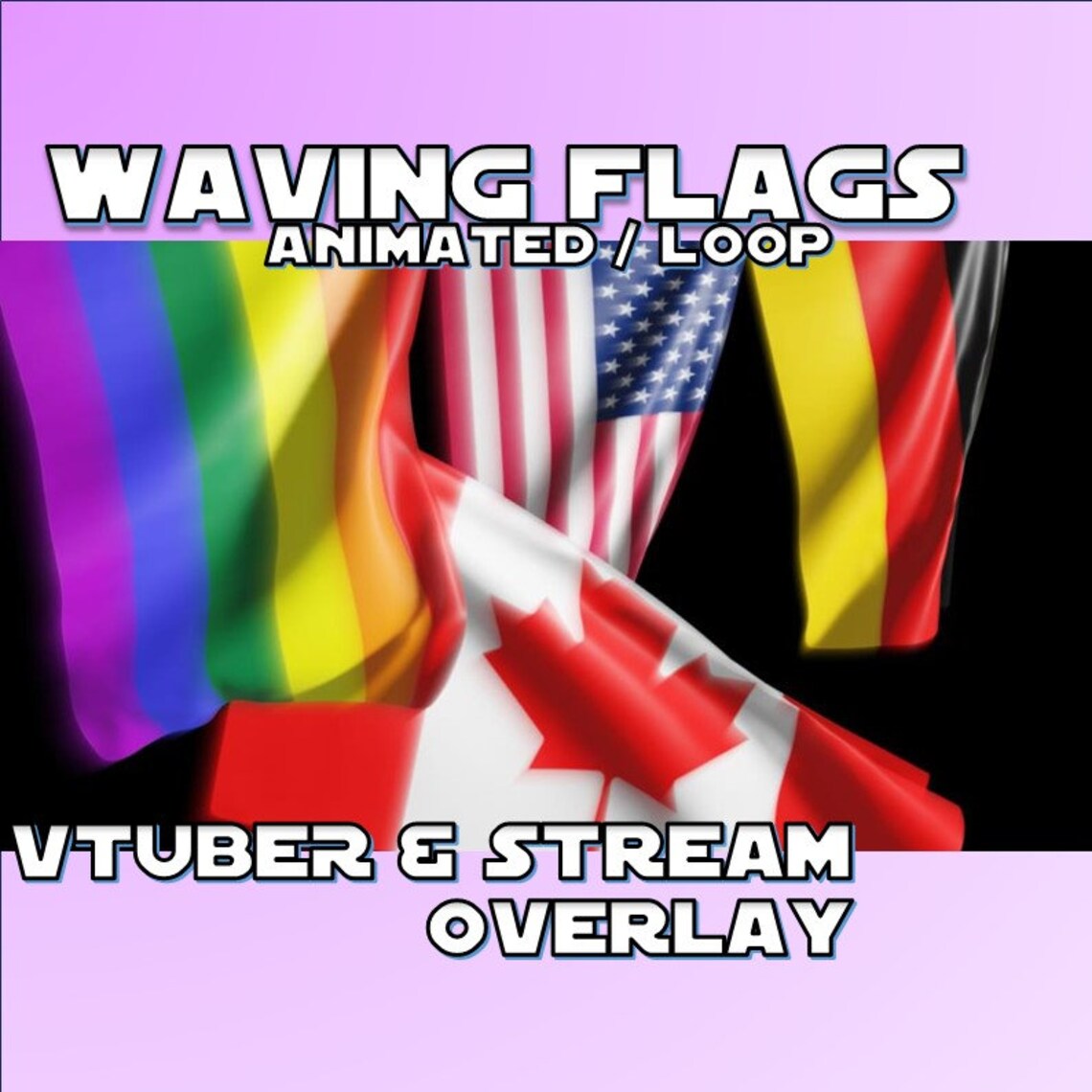 ANIMATED STREAM OVERLAY | Waving Flags (loop, 1080p, Alpha, Rainbow ...