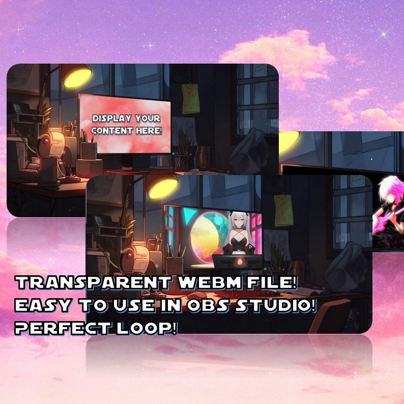 ANIMATED STREAM OVERLAY Lofi Gaming Desk loop, 1080p, Stream Overlay ...