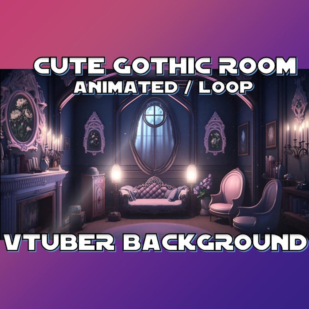 VTUBER ANIMATED BACKGROUND - Cute Gothic Room (pastel | Lofi | Loop ...