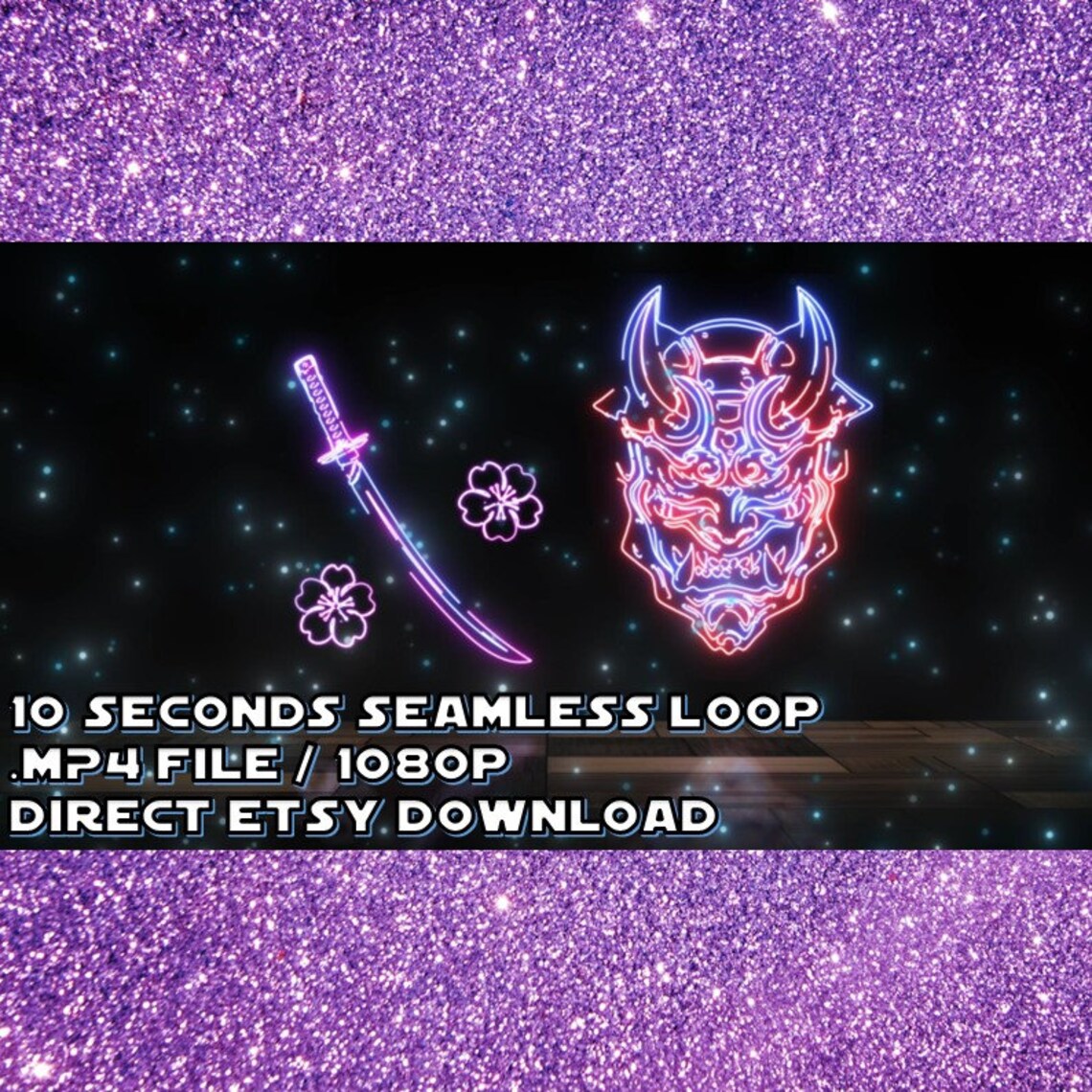 ANIMATED VTUBER BACKGROUND Neon Samurai Room loop, 1080p, Stream ...