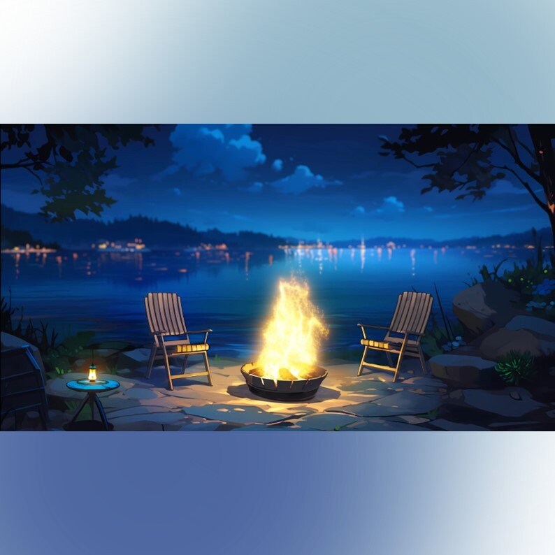 ANIMATED STREAM BACKGROUND Lake Campfire loop, 1080p, Stream Overlay ...