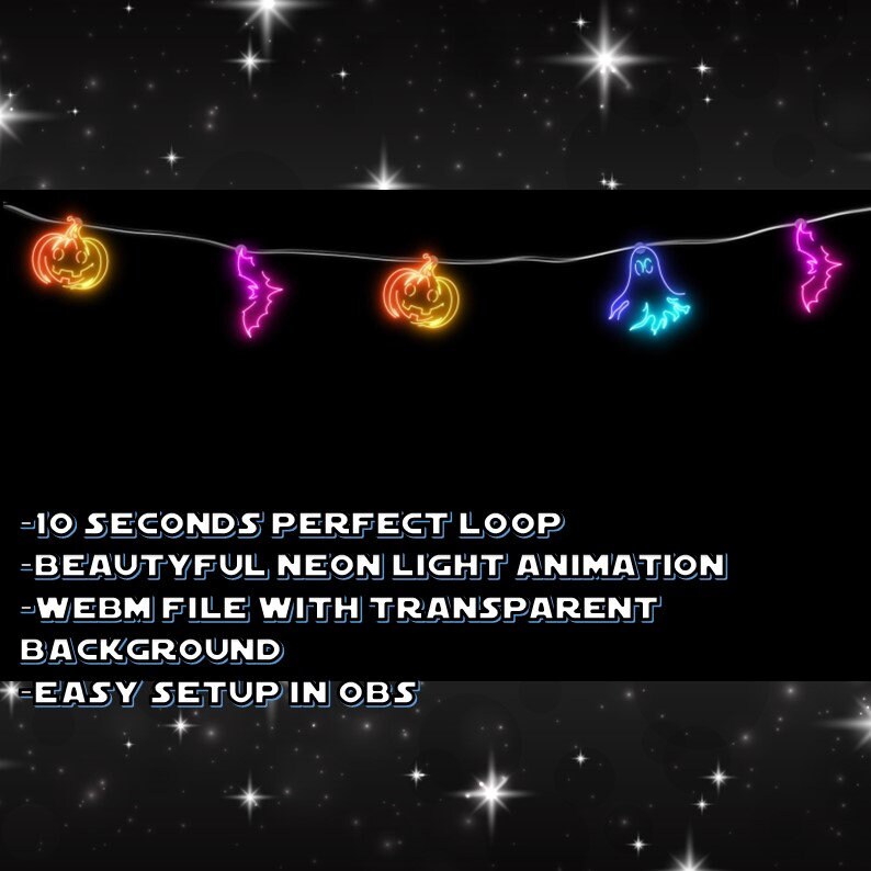 ANIMATED VTUBER DECORATION Helloween Neon Lights loop - Etsy