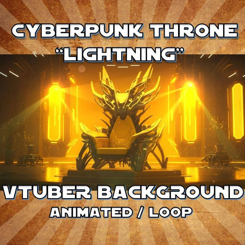 VTUBER ANIMATED BACKGROUND Epic Yellow Cyberpunk Throne 2 Versions Loop ...