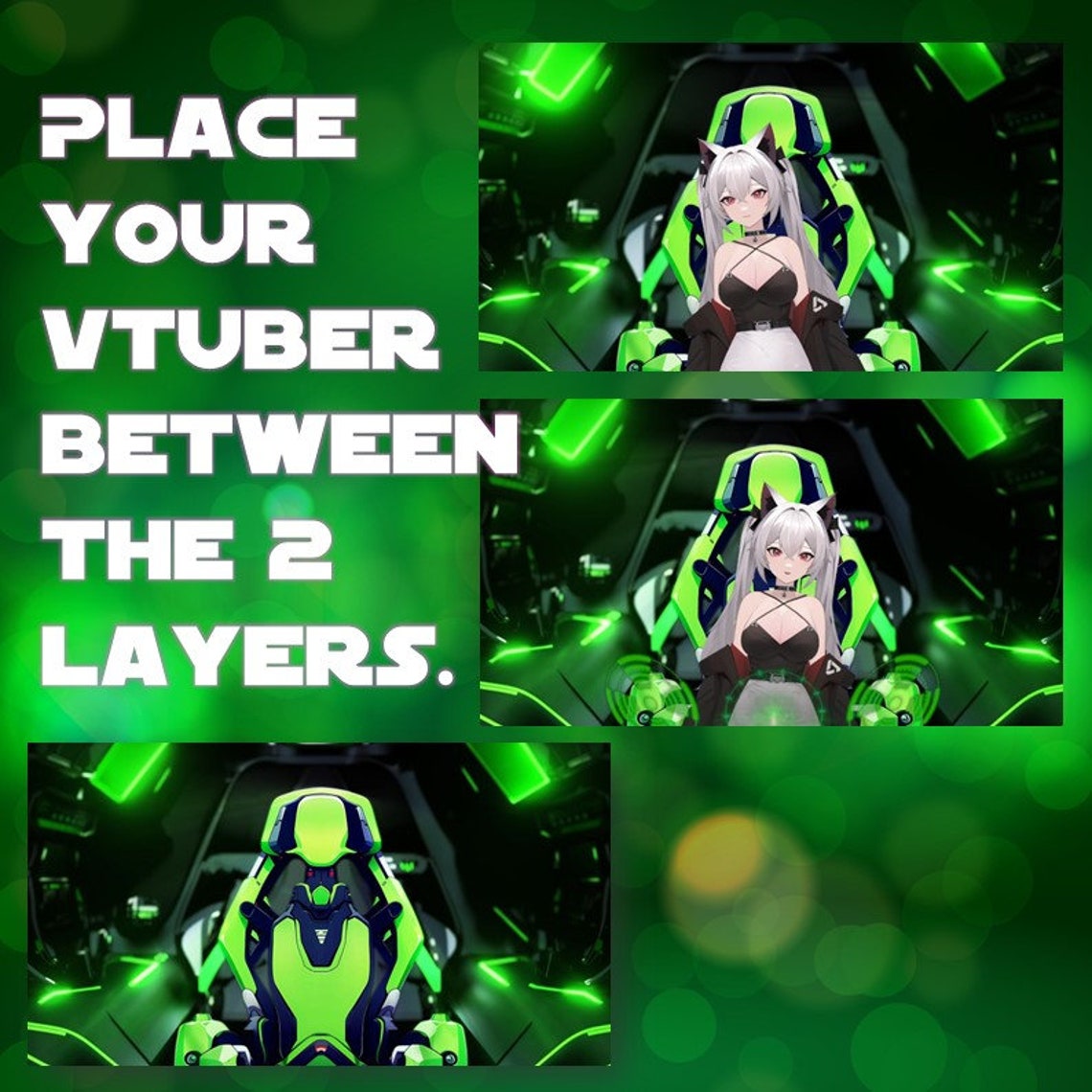 VTUBER ANIMATED BACKGROUND Green Mecha Cockpit loop, 1080p, Stream ...