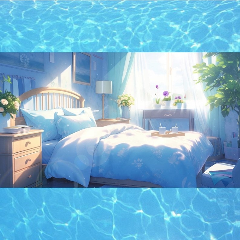 ANIMATED BACKGROUND VTUBER Blue Morning Room loop, 1080p, Stream ...