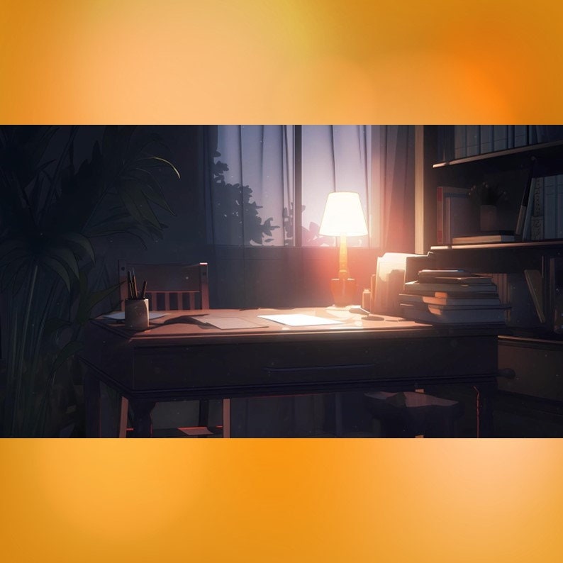 ANIMATED VTUBER BACKGROUND Cozy Study Desk loop, 1080p, Stream Overlay ...