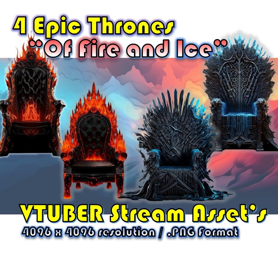 VTUBER ASSET - Four Mighty Epic Thrones "ice & Fire" (.PNG / High Resolution / Overlay) - Etsy