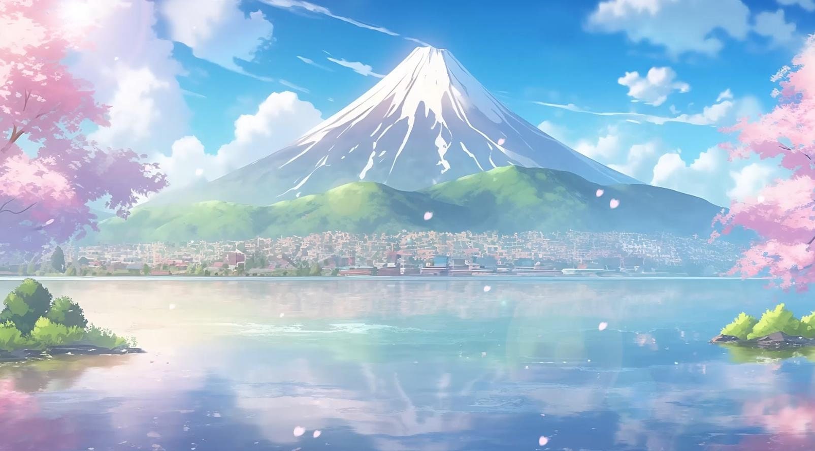 VTUBER ANIMATED BACKGROUND - Mount Fuji Japan (loop, 1080p, Stream ...