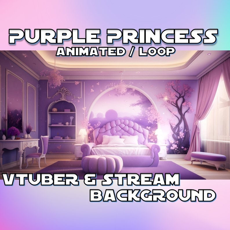 ANIMATED VTUBER BACKGROUND | Purple Princess Room (loop, 1080p, Stream ...