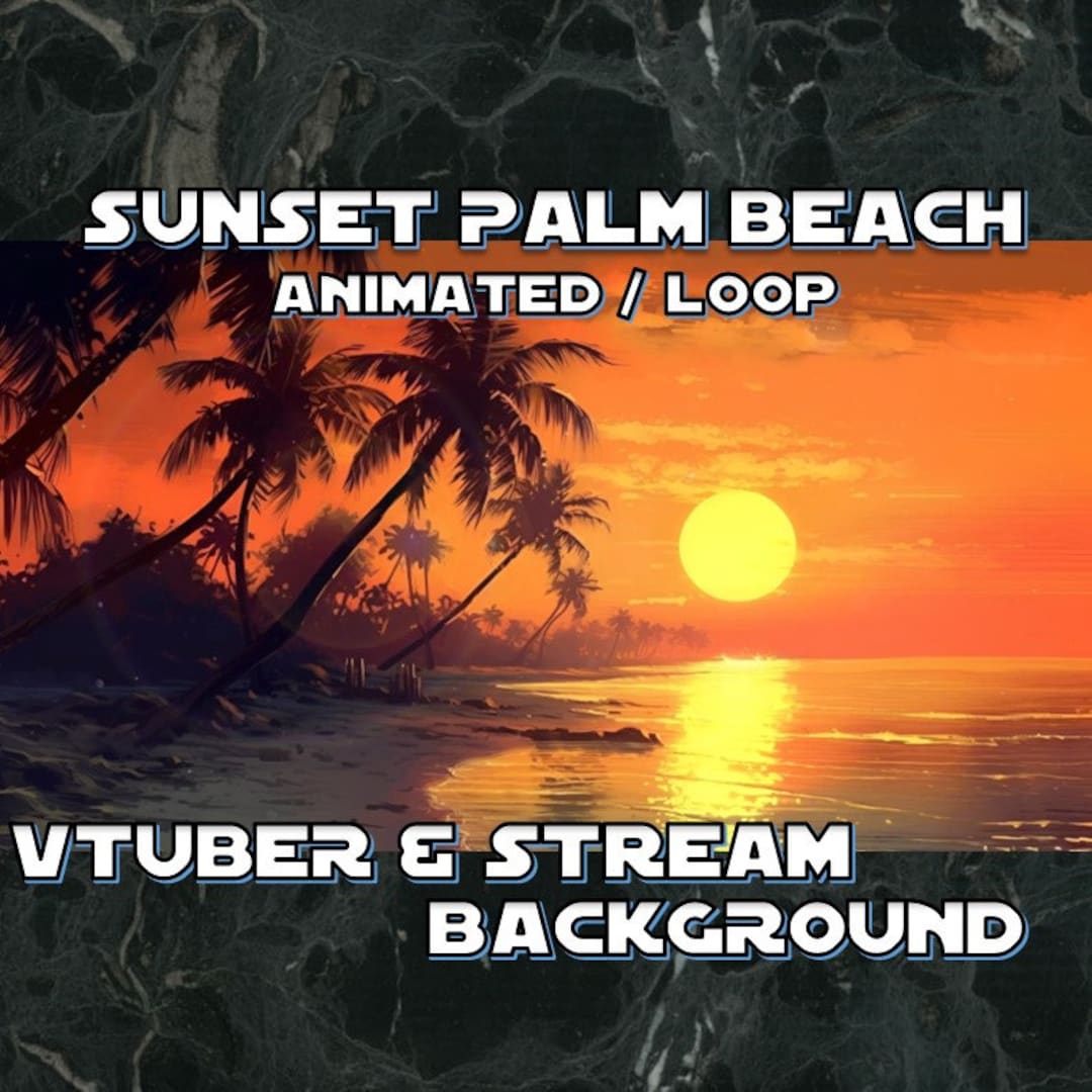 ANIMATED BACKGROUND VTUBER | Sunset Palm Beach (loop, 1080p, Stream ...