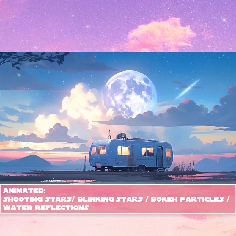 ANIMATED BACKGROUND Cozy Camper Sunset loop, 1080p, Stream Overlay ...