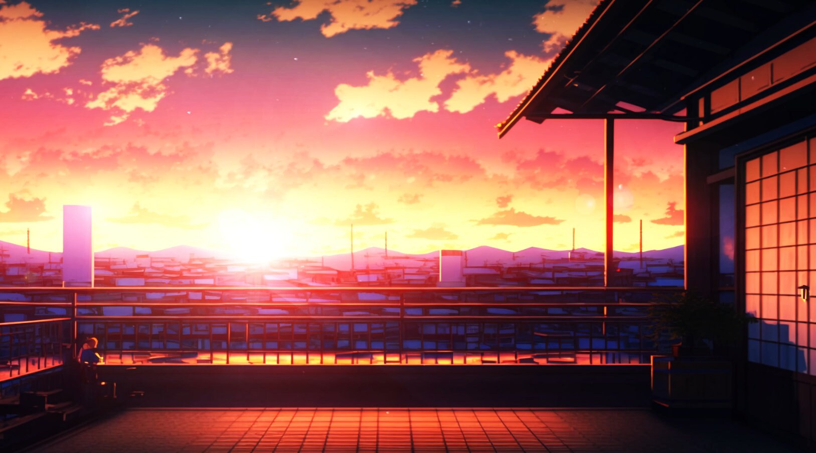 VTUBER ANIMATED BACKGROUND Japanese Rooftop Sunset 1080p, Loop - Etsy