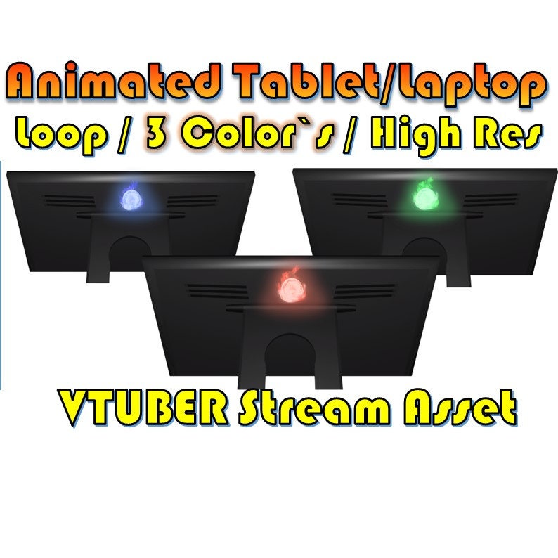 ANIMATED VTUBER ASSET Drawing Tablet Laptop Crystal Flames perfect Loop ...