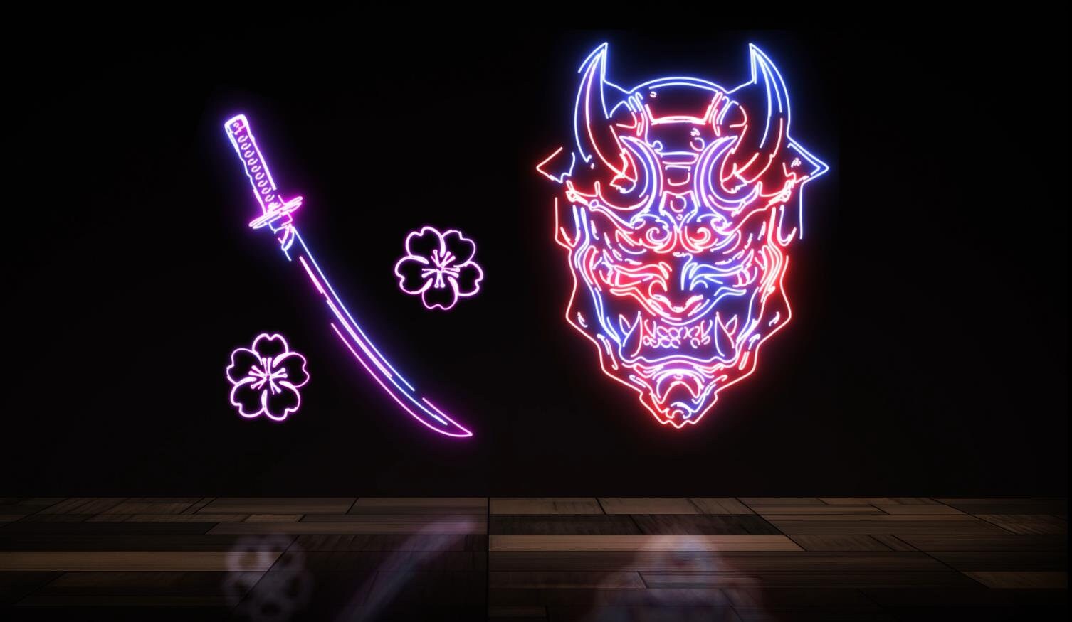 ANIMATED VTUBER BACKGROUND Neon Samurai Room loop, 1080p, Stream ...