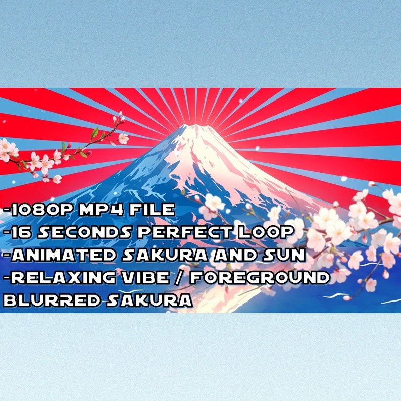 VTUBER ANIMATED BACKGROUND Mt Fuji and Sakura loop, 1080p, Relaxing - Etsy