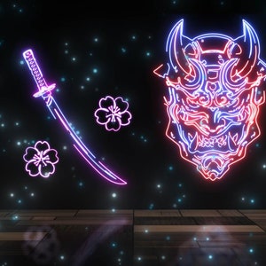 ANIMATED VTUBER BACKGROUND | Neon Samurai Room (loop, 1080p, Stream ...