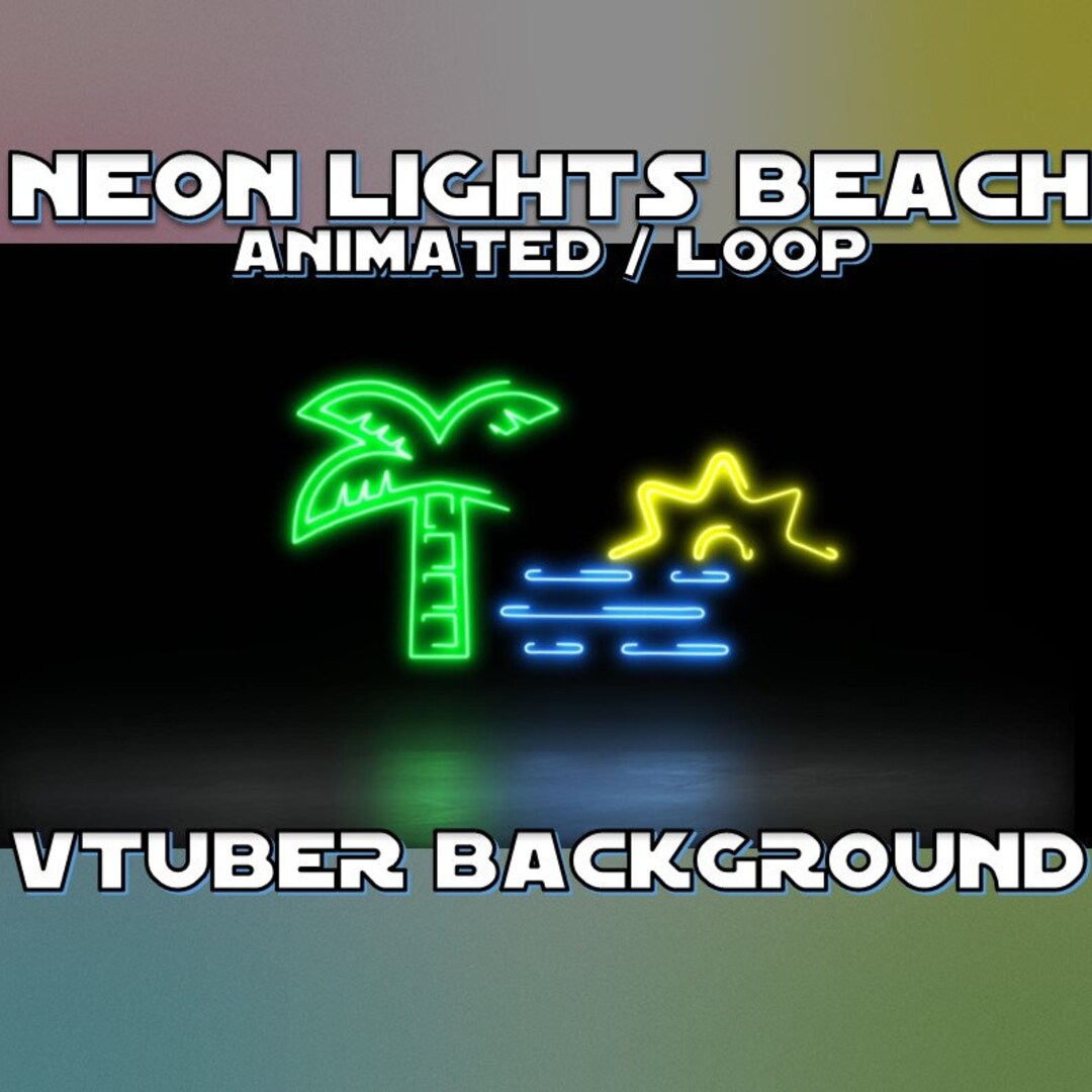 ANIMATED VTUBER BACKGROUND | Neon Lights Beach (loop, 1080p, Stream ...