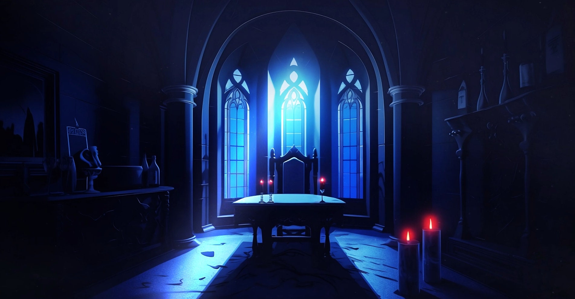VTUBER ANIMATED BACKGROUND - Blue Gothic Room (loop, 1080p) - Etsy UK