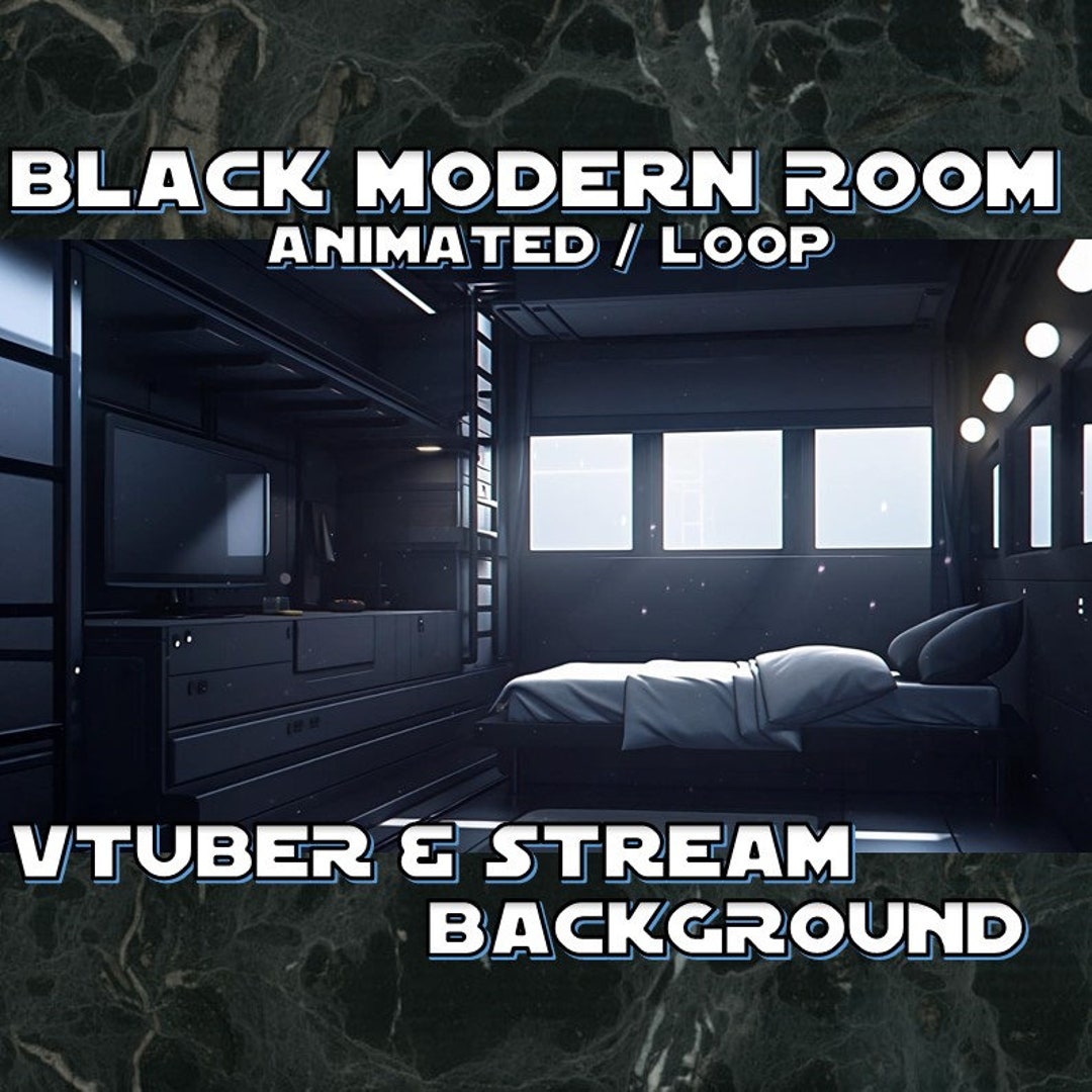 ANIMATED BACKGROUND VTUBER and Streamer | Black Modern Room (loop ...