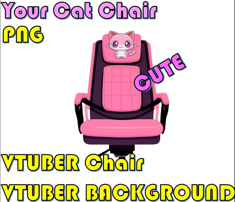 VTUBER ASSET CHAIR Pink With Cute Cat - Etsy